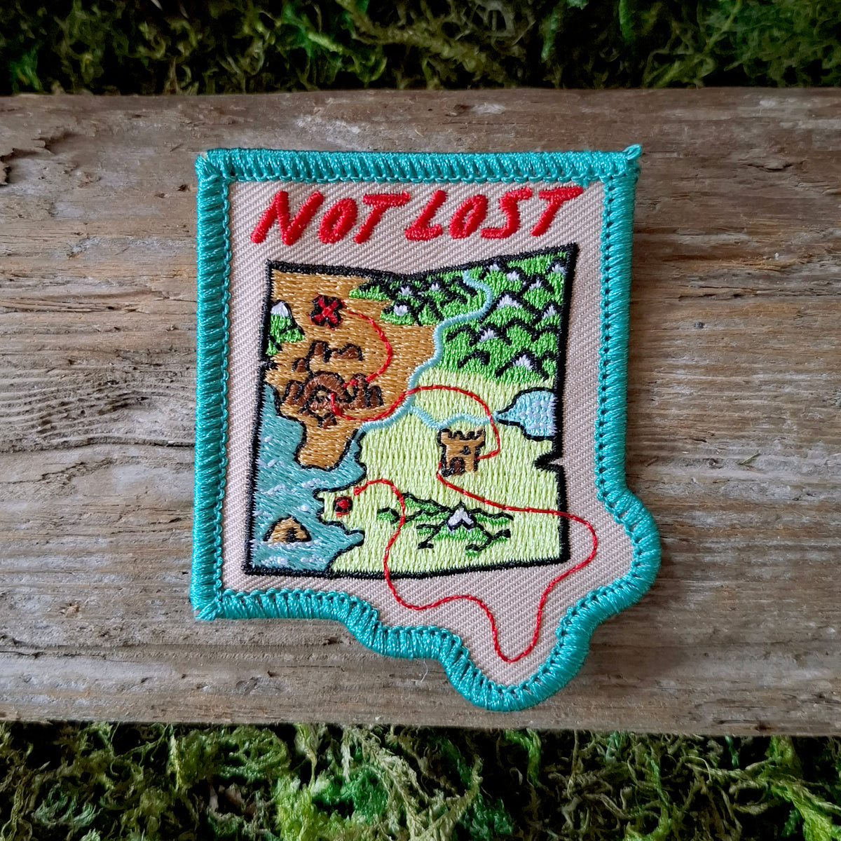 Not Lost Patch - Embroidered Iron-on Patch with Merrowed Border – Forager Vintage