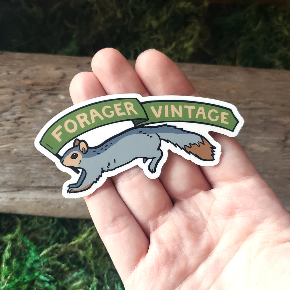 "Forager Vintage" Squirrel Vinyl Sticker