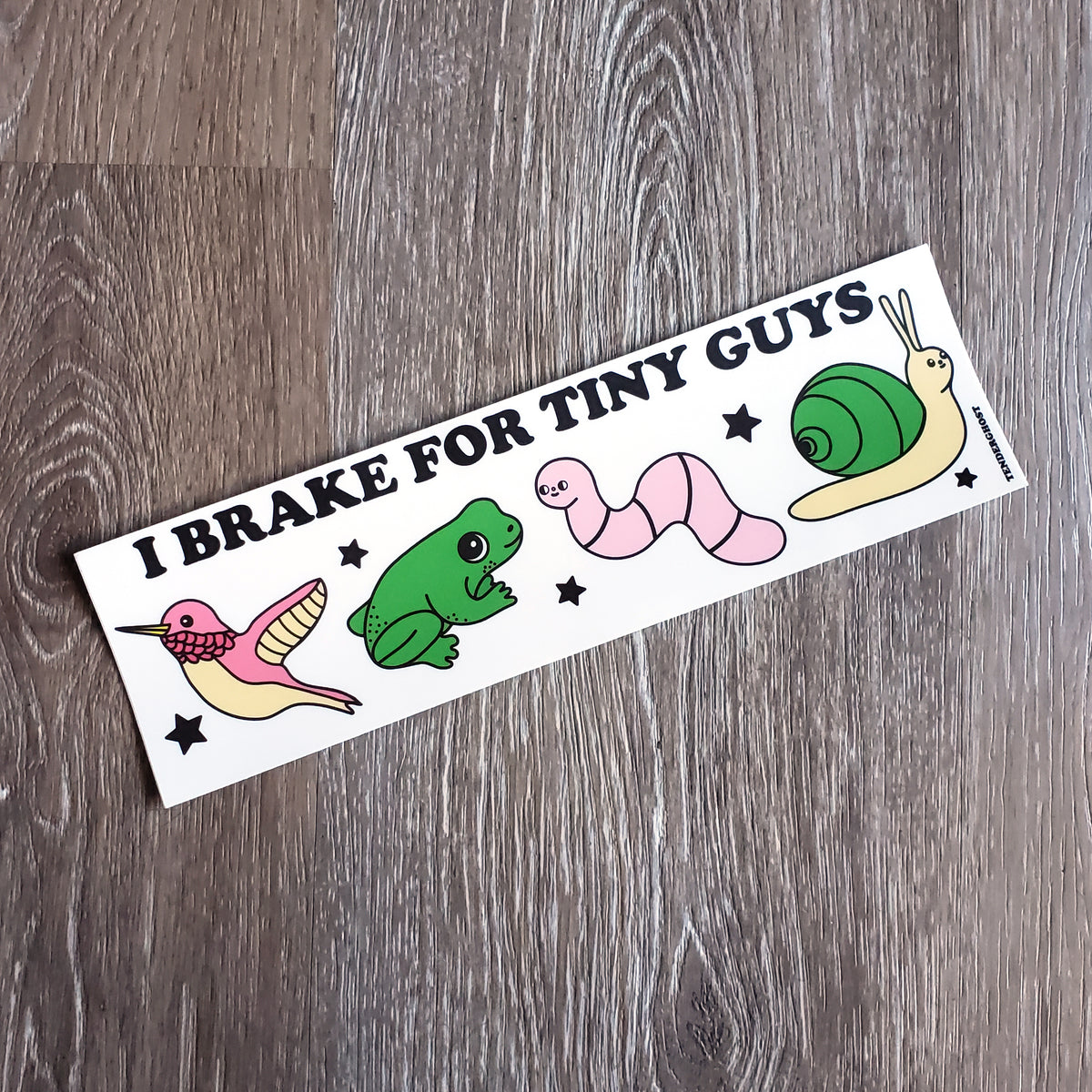 "I Brake For Tiny Guys" Bumper Sticker – Forager Vintage