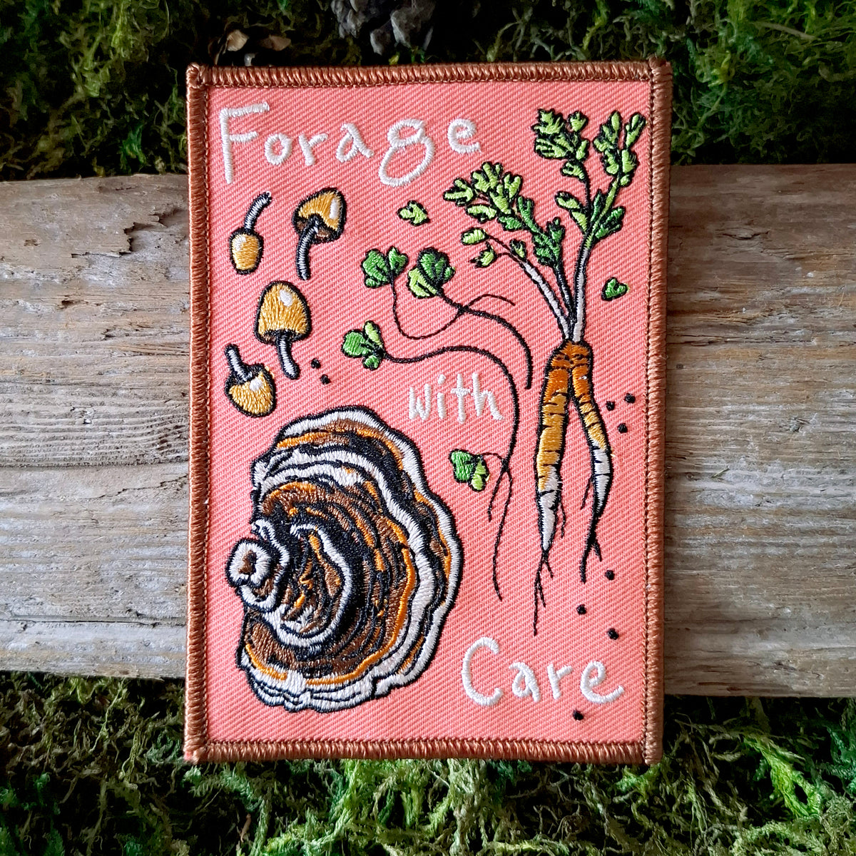 Forage With Care Patch - Mushroom Foraging Embroidered Iron-on Patch ...