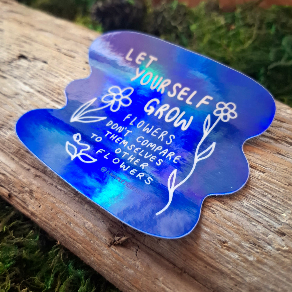 "Let Yourself Grow" Holographic Vinyl Sticker – Forager Vintage