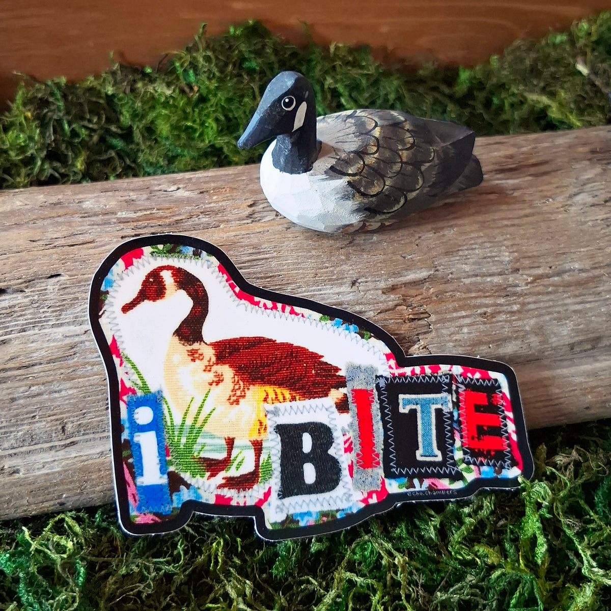 "I Bite" Goose Collage Sticker – Forager Vintage