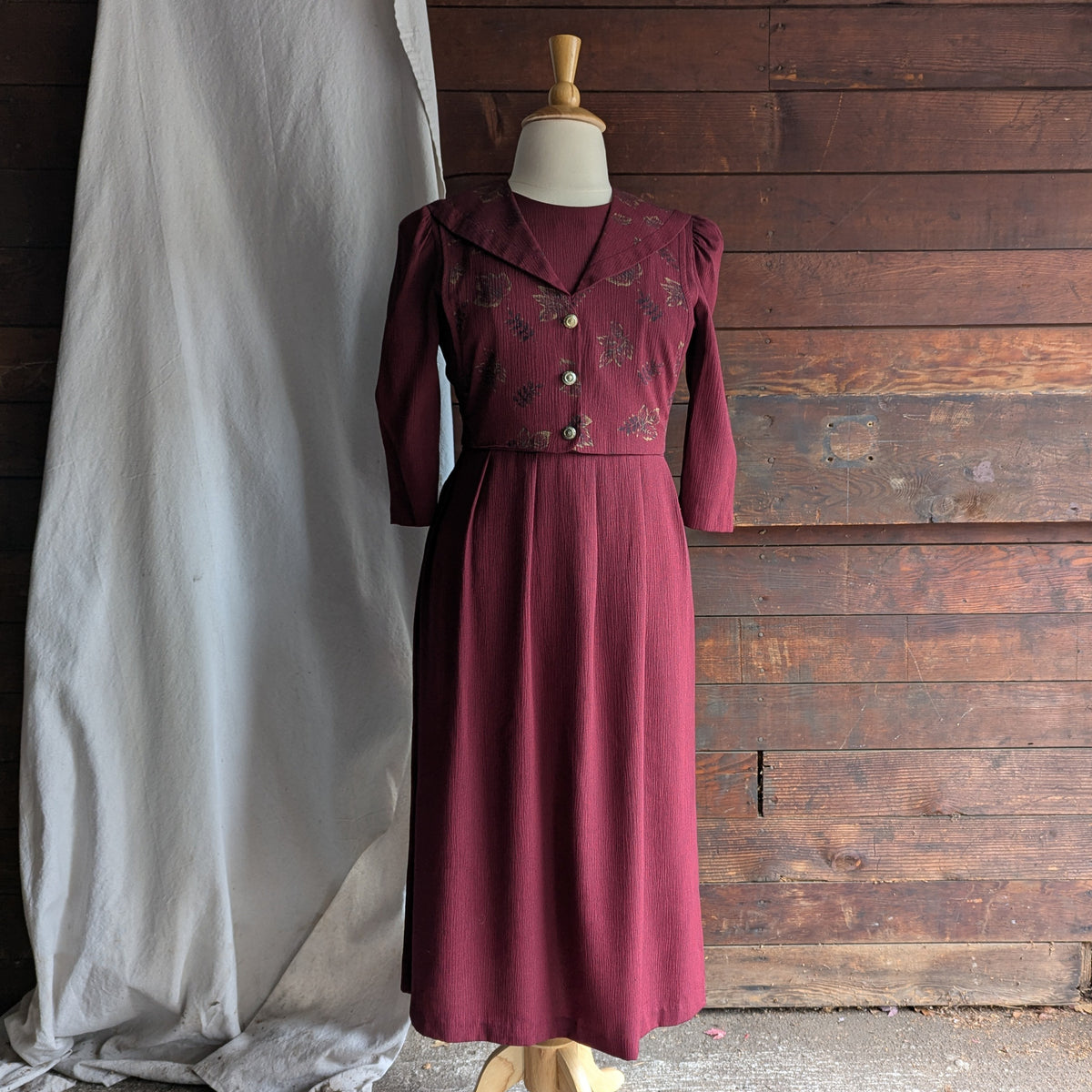 90s Vintage Maroon Layered Sailor Collar Dress – Forager Vintage