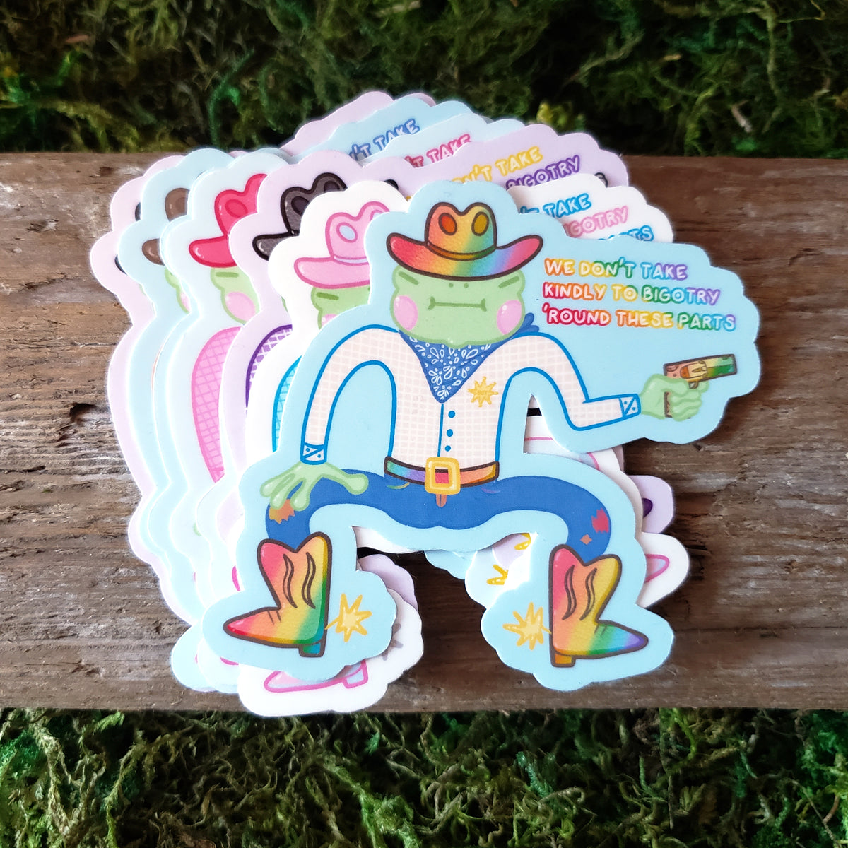 Anti-Bigotry Frog Vinyl Sticker 🐸🏳️‍🌈 – Forager Vintage