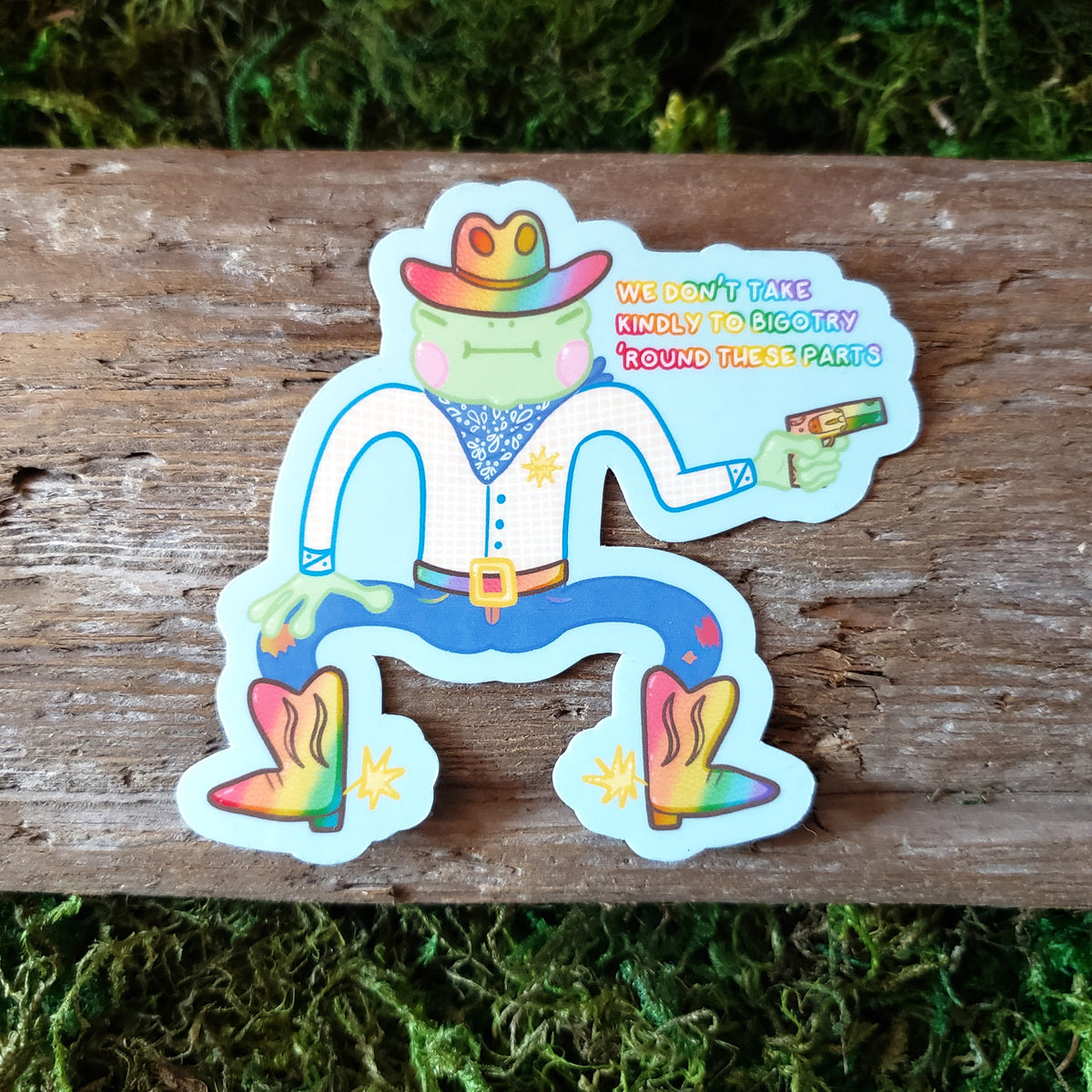Anti-Bigotry Frog Vinyl Sticker 🐸🏳️‍🌈 – Forager Vintage