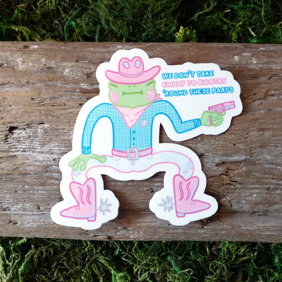 Anti-Bigotry Frog Vinyl Sticker 🐸🏳️‍🌈 – Forager Vintage