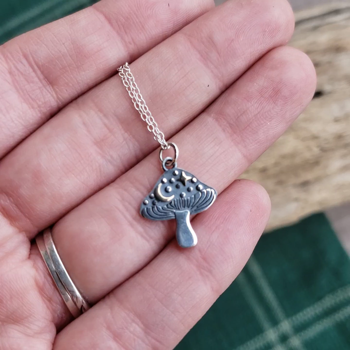 Sterling Silver Cosmic Mushroom Necklace – Forager Vintage