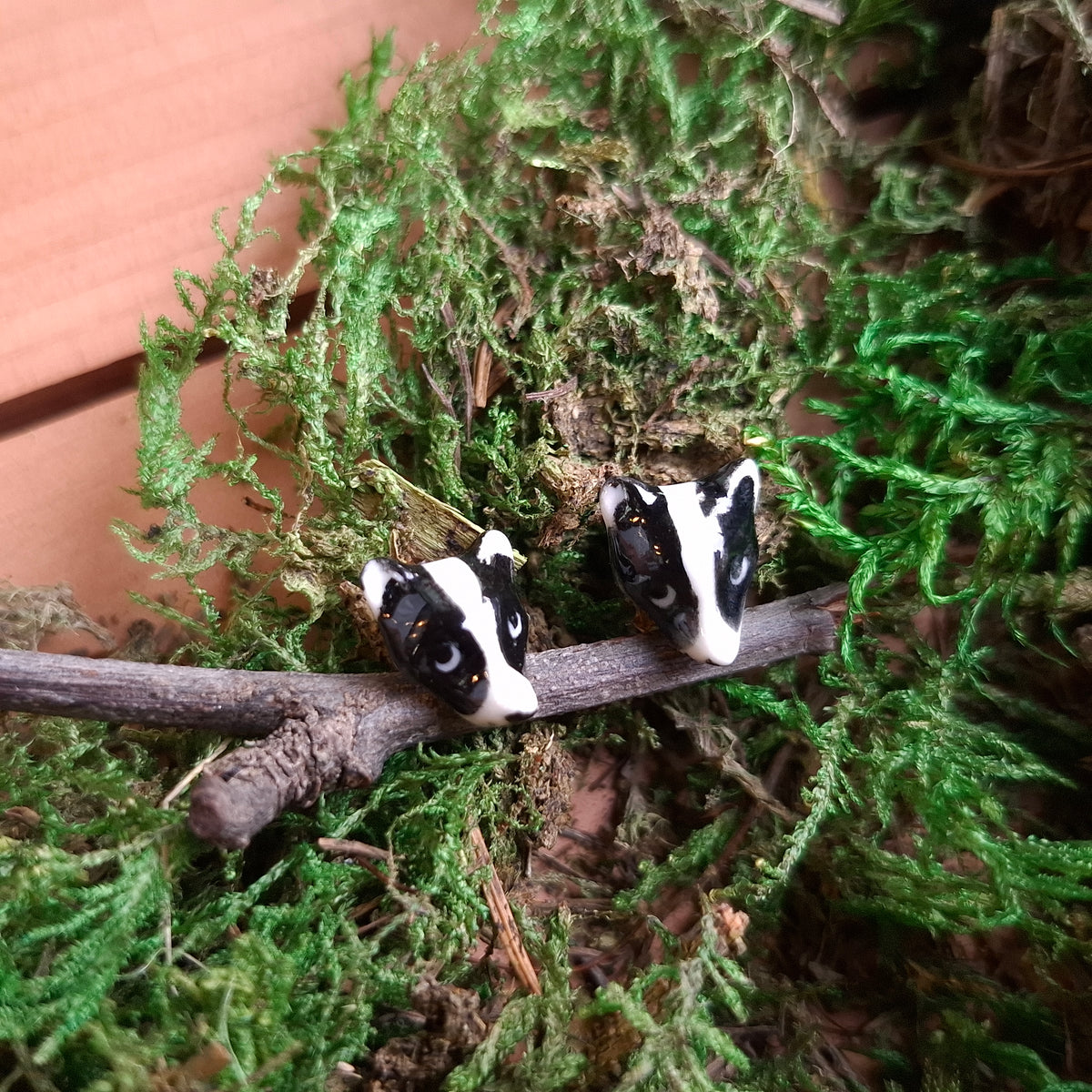 Porcelain Badger Stud Earrings – Forager Vintage