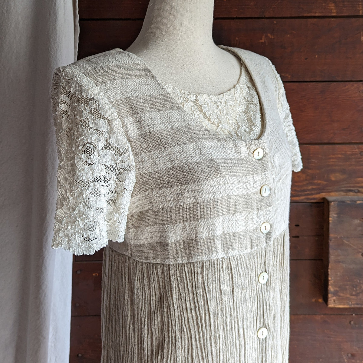 90s Vintage Tan and Cream Linen Mini Dress – Forager Vintage