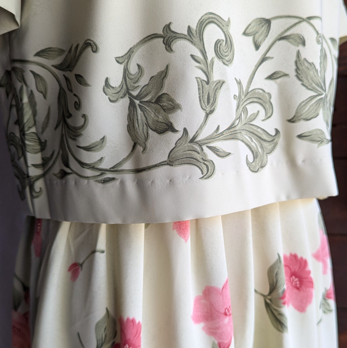 90s Vintage Green Floral Boxy-Top Maxi Dress – Forager Vintage