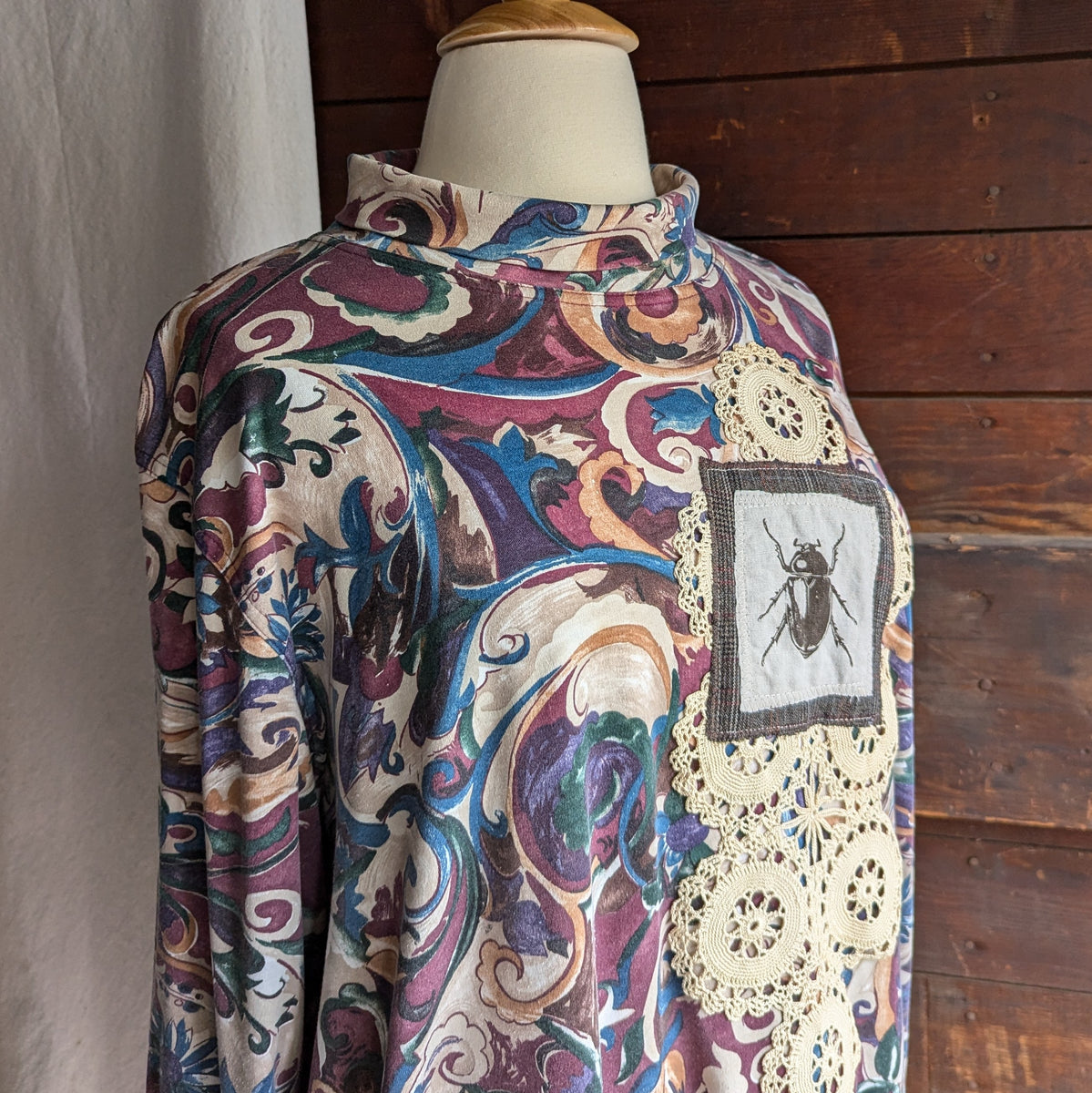 Upcycled Plus Size "Beetle in a Net" Asymmetrical Turtleneck – Forager ...