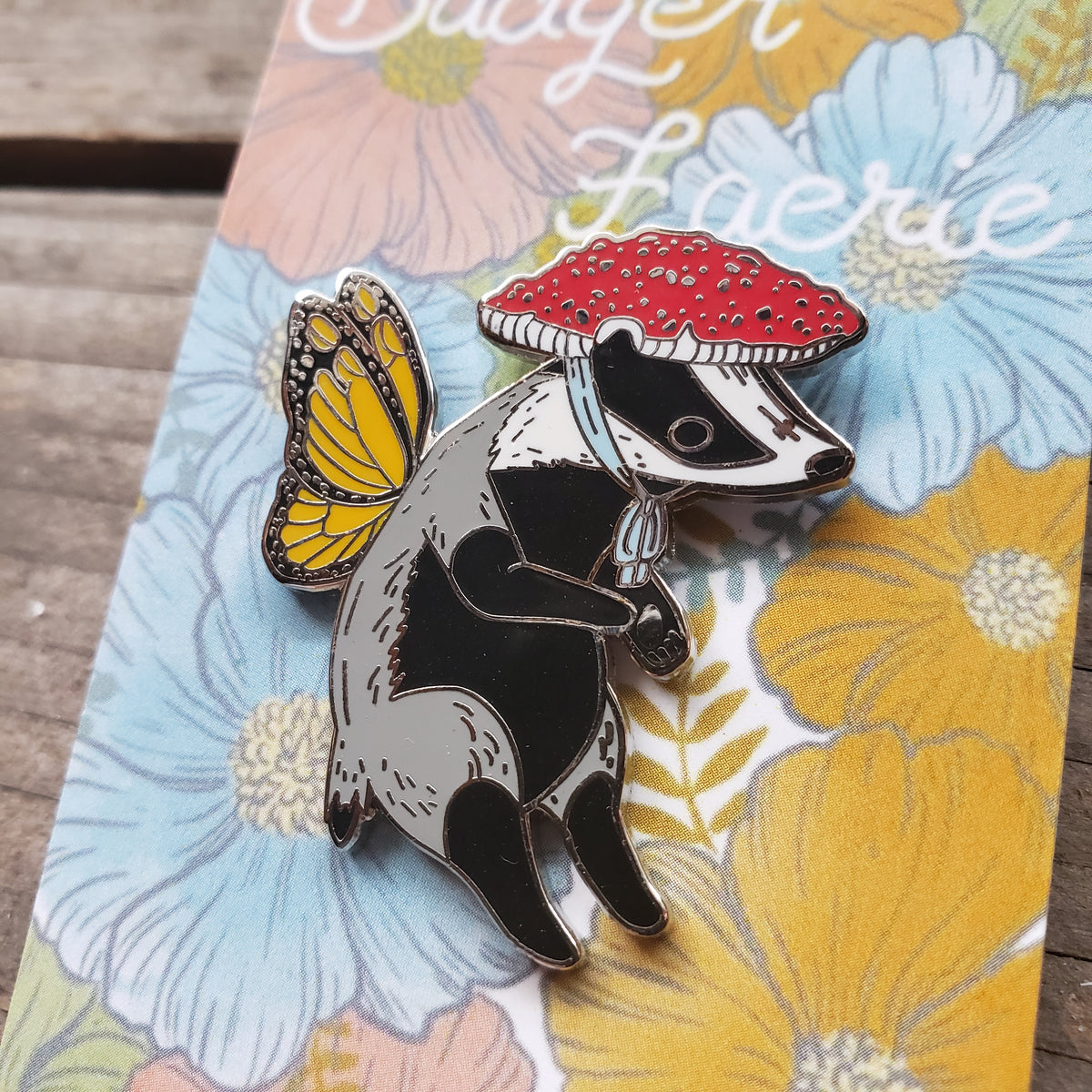 Badger Faerie Enamel Pin | Fae Folk Cottagecore Animal Pins – Forager ...