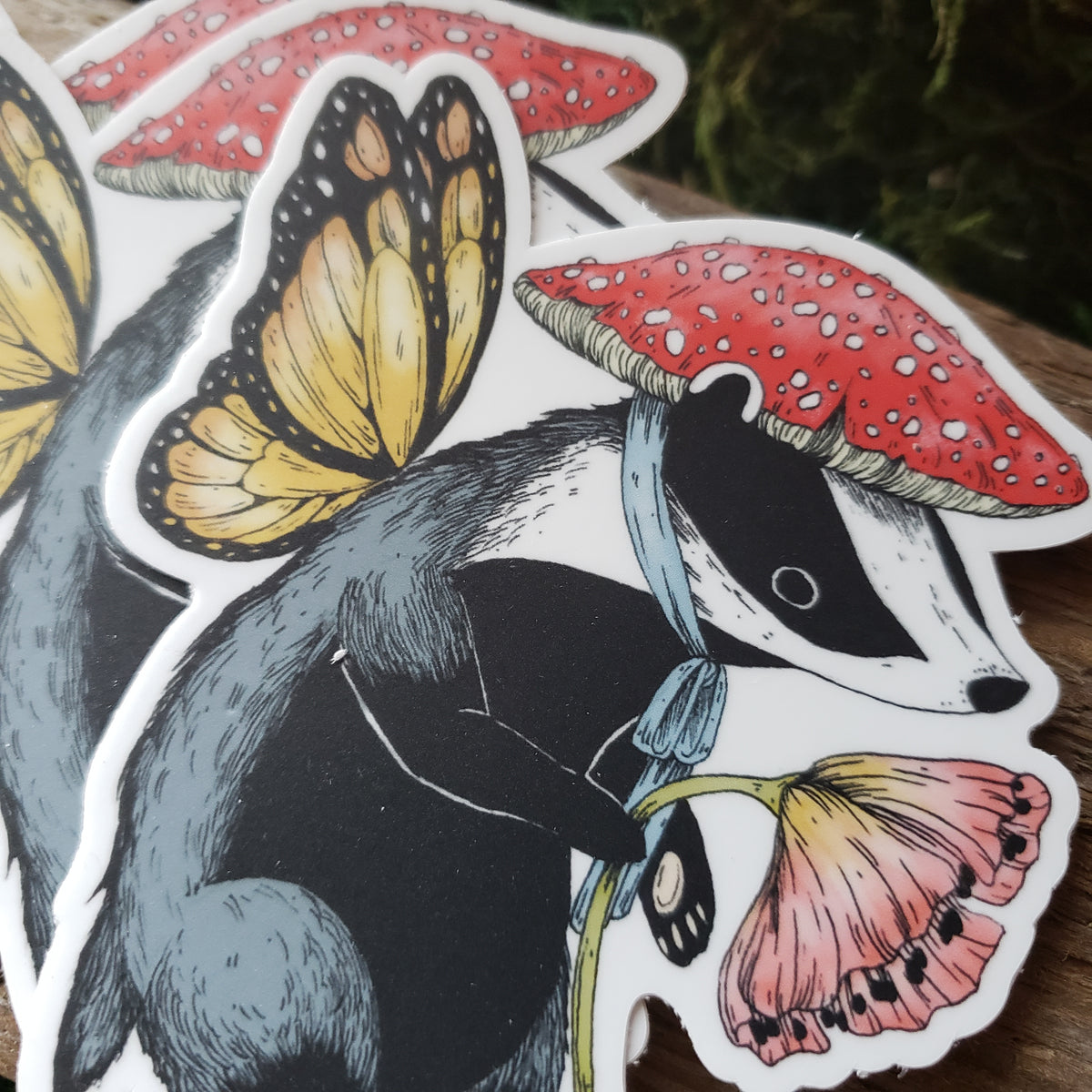 Cottagecore Badger Fairy Vinyl Sticker | Fae Folk Animal Vinyl Decal ...