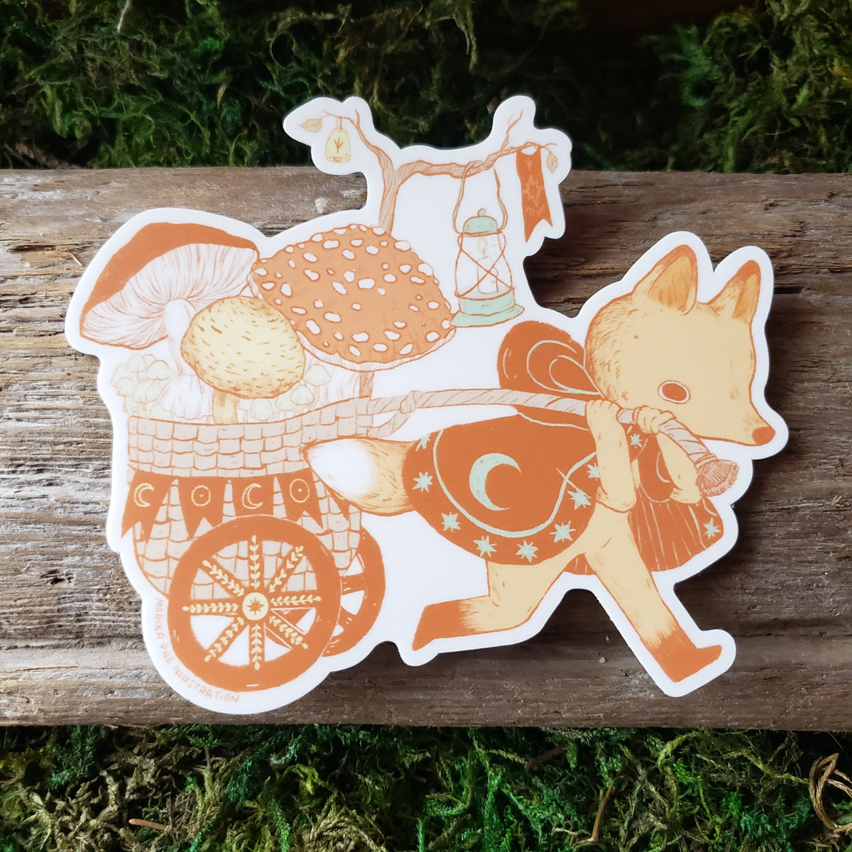 Mushroom Fox Forager Vinyl Sticker, Fall Themed Fox and Mushroom ...