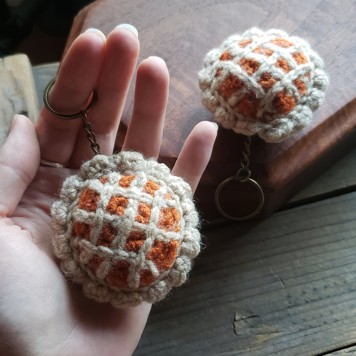 Crochet Pumpkin Pie Keychain | Handmade Amigurumi Plush Keychain ...