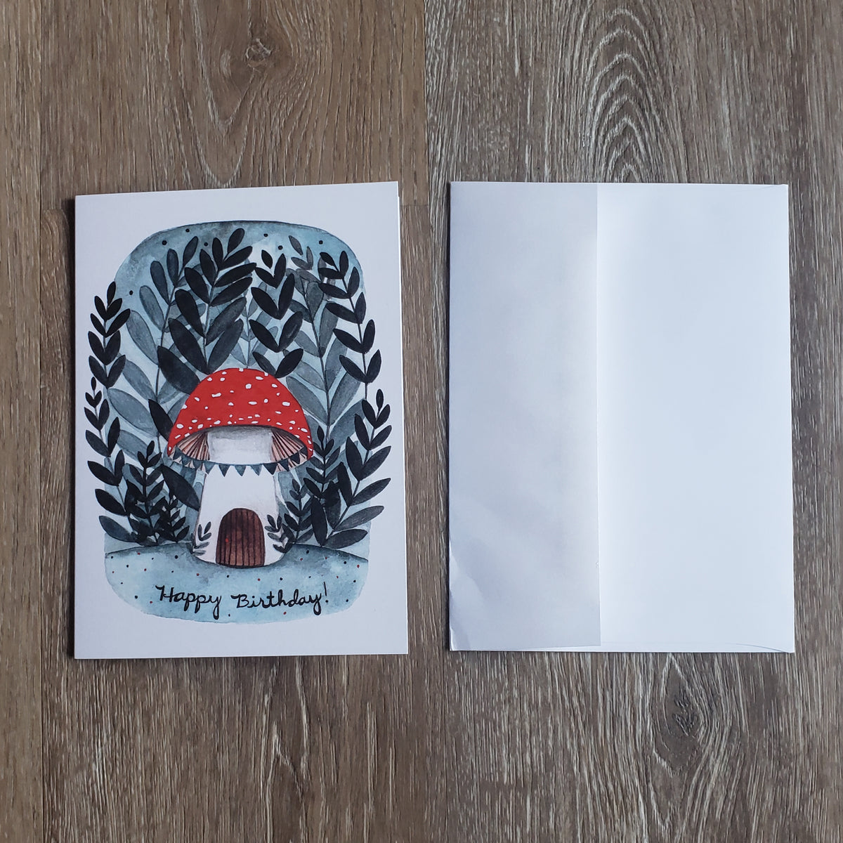 "Happy Birthday" Mushroom House Greeting Card – Forager Vintage