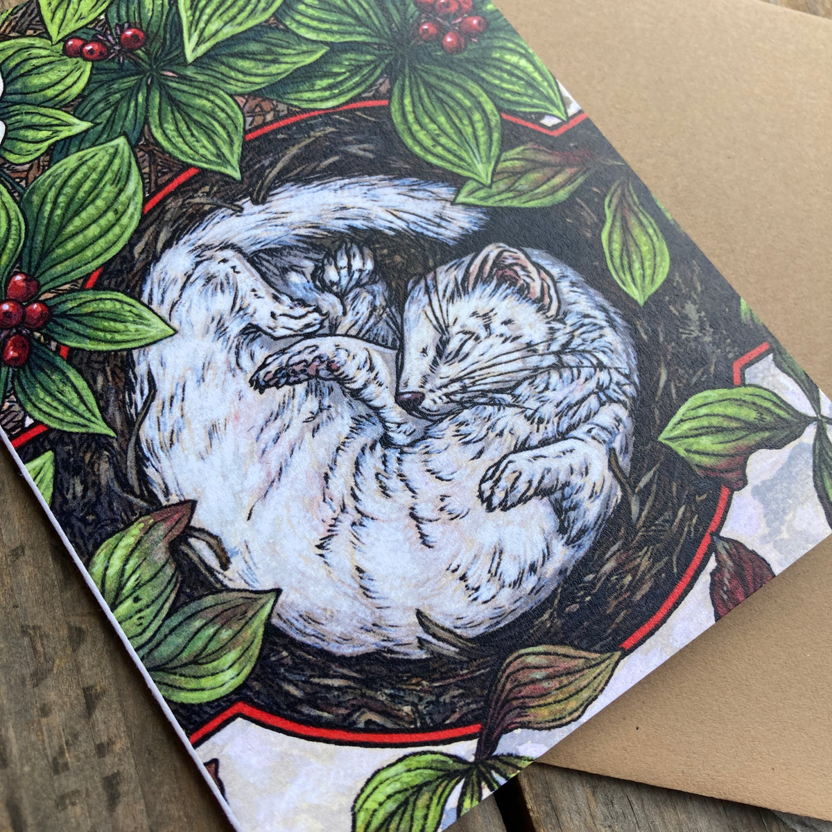 Slumbering Stoat Greeting Card – Forager Vintage